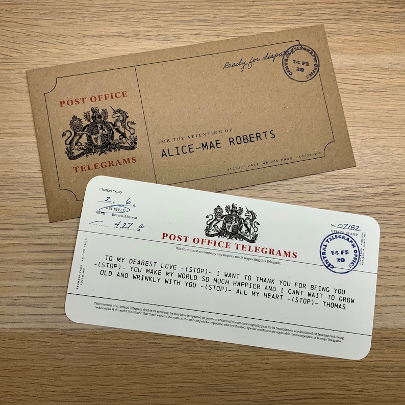 Personalised Vintage Style Telegram | Etsy UK