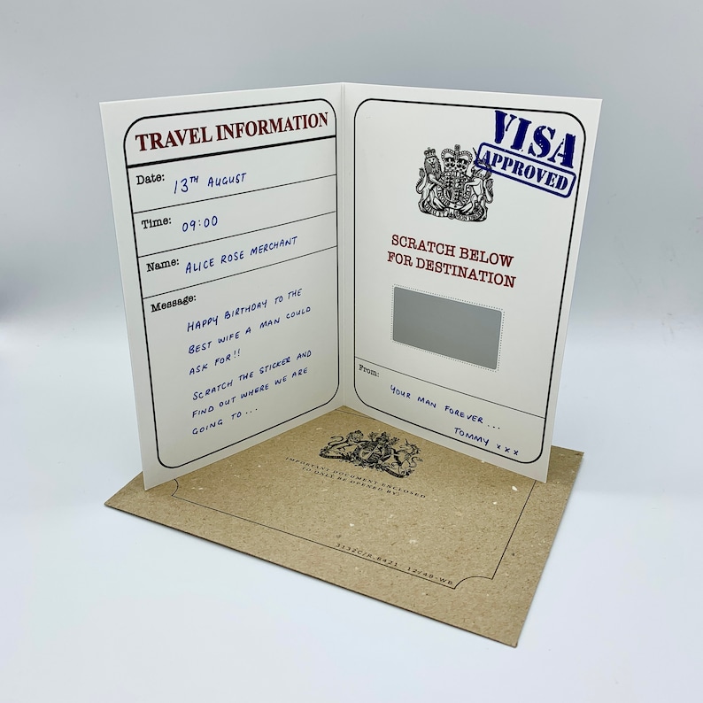 Pink with Gold Foil Passport Scratch & Reveal Travel Ticket - Etsy