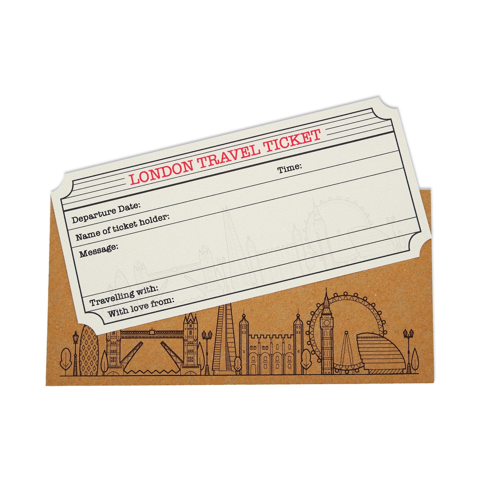 London White/gold Shimmer City Break Travel Ticket With Kraft Envelope ...