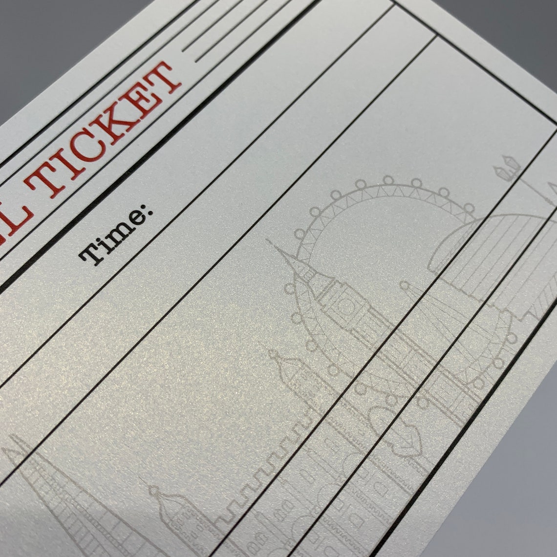London White/gold Shimmer City Break Travel Ticket With Kraft Envelope ...