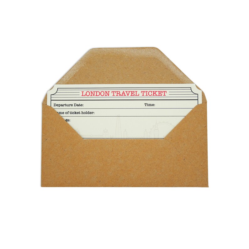 London White/gold Shimmer City Break Travel Ticket With Kraft Envelope ...