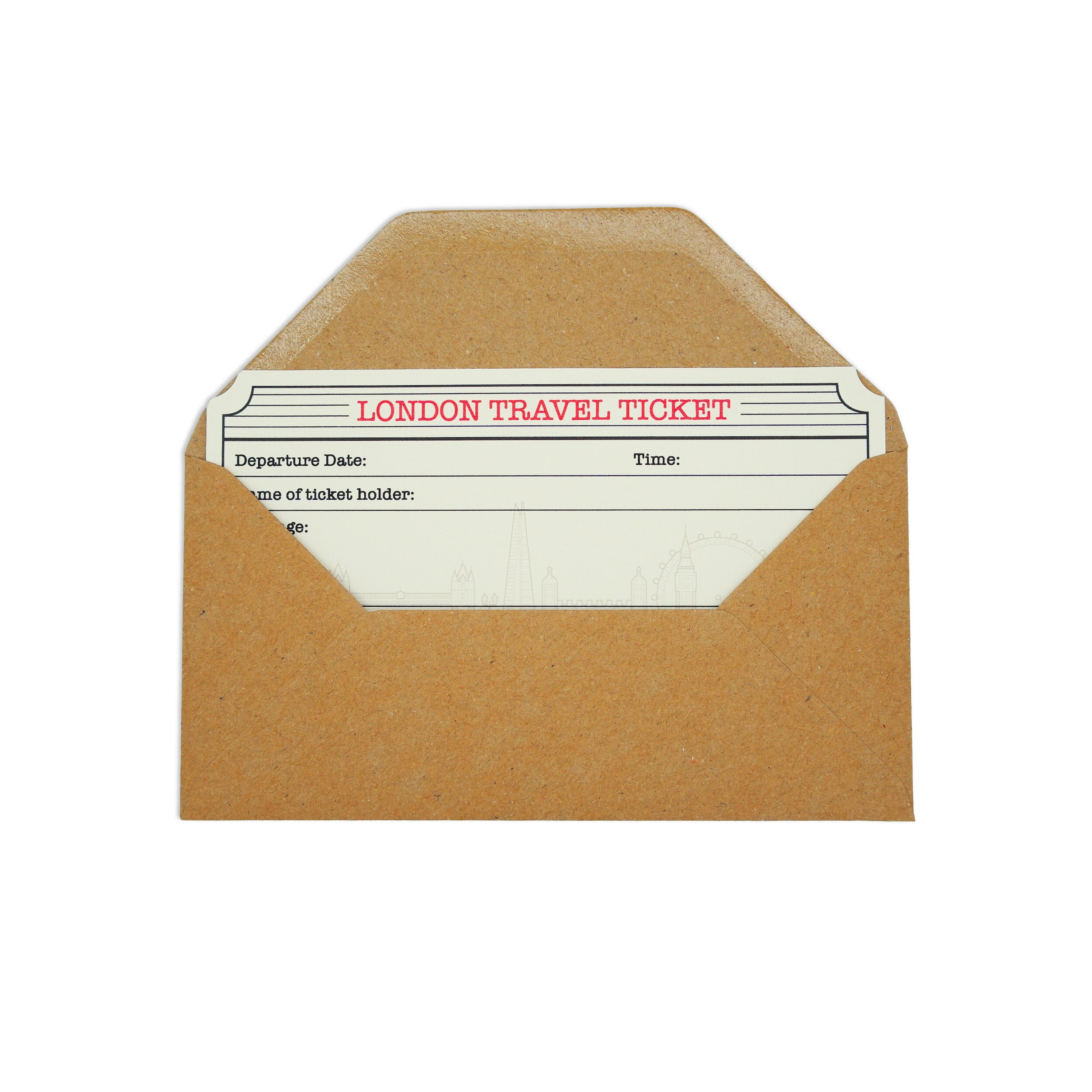 London White/gold Shimmer City Break Travel Ticket With Kraft Envelope ...