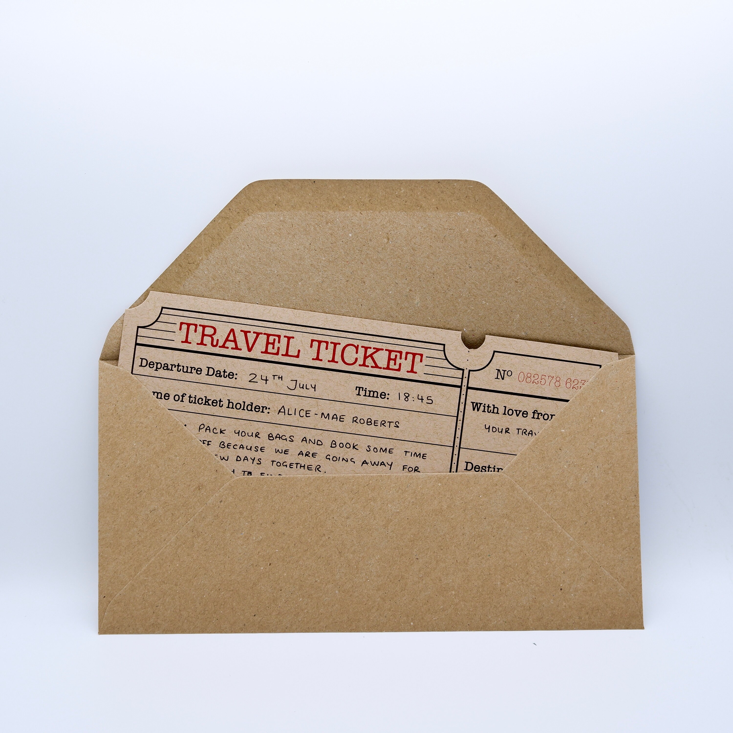 DIY Brown Travel Ticket Holiday Surprise Card Scratch & - Etsy
