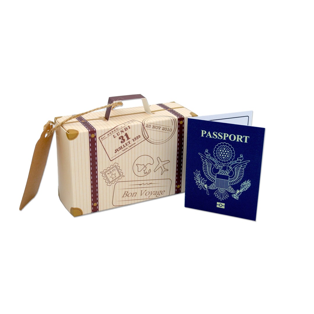 DIY Surprise Mini GOLD Foil USA Passport & Mini Suitcase Reveal Gift ...