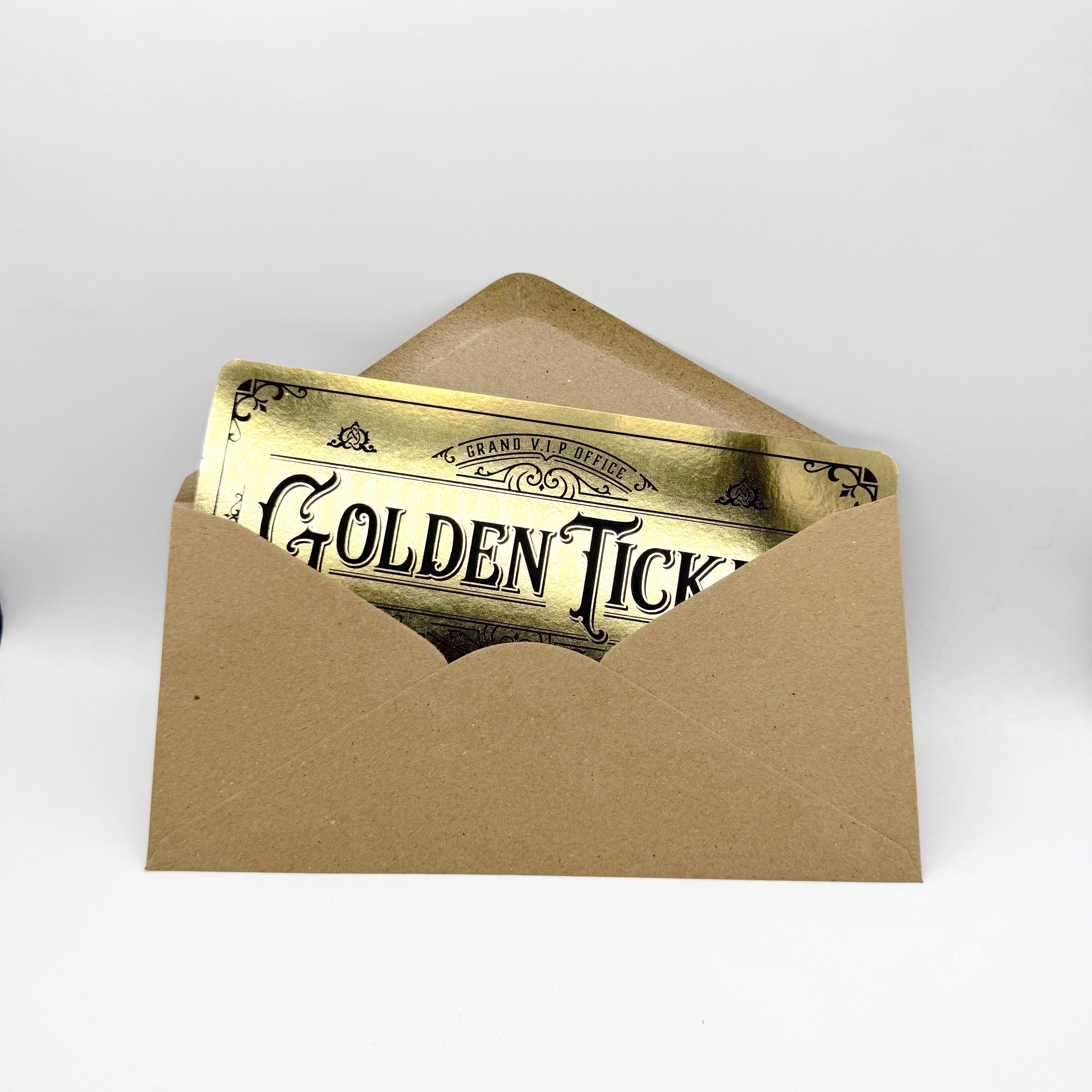 Deluxe Golden Ticket Scratch & Reveal Card With Envelope. Perfect for ...
