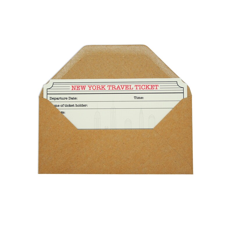 New York White with Gold Shimmer Effect Travel Ticket and - Etsy