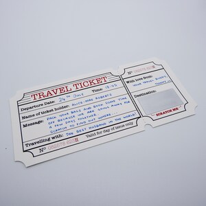 DIY White (with Gold Shimmer) Travel Ticket Holiday Surprise Card ...