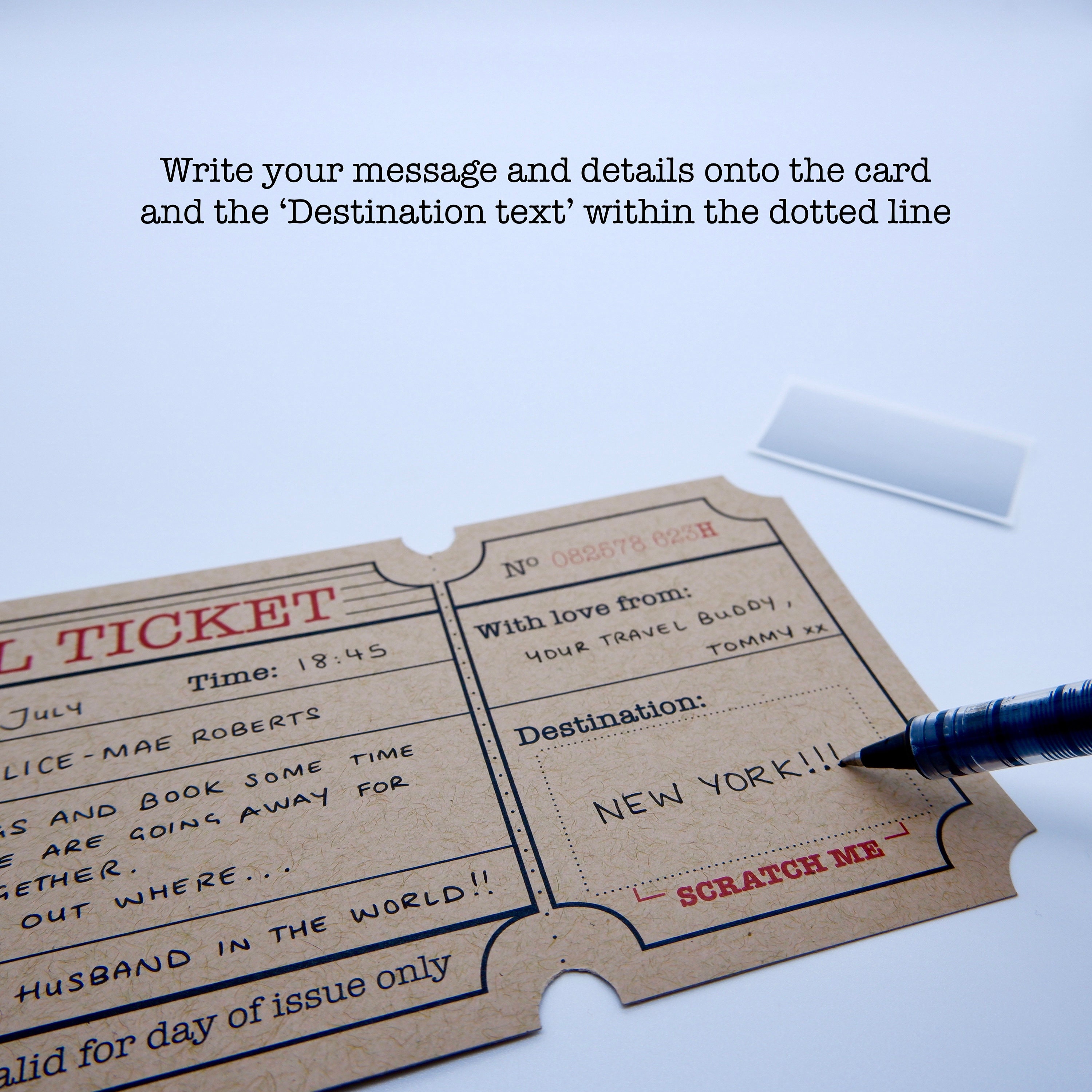 DIY Brown Travel Ticket Holiday Surprise Card Scratch & - Etsy