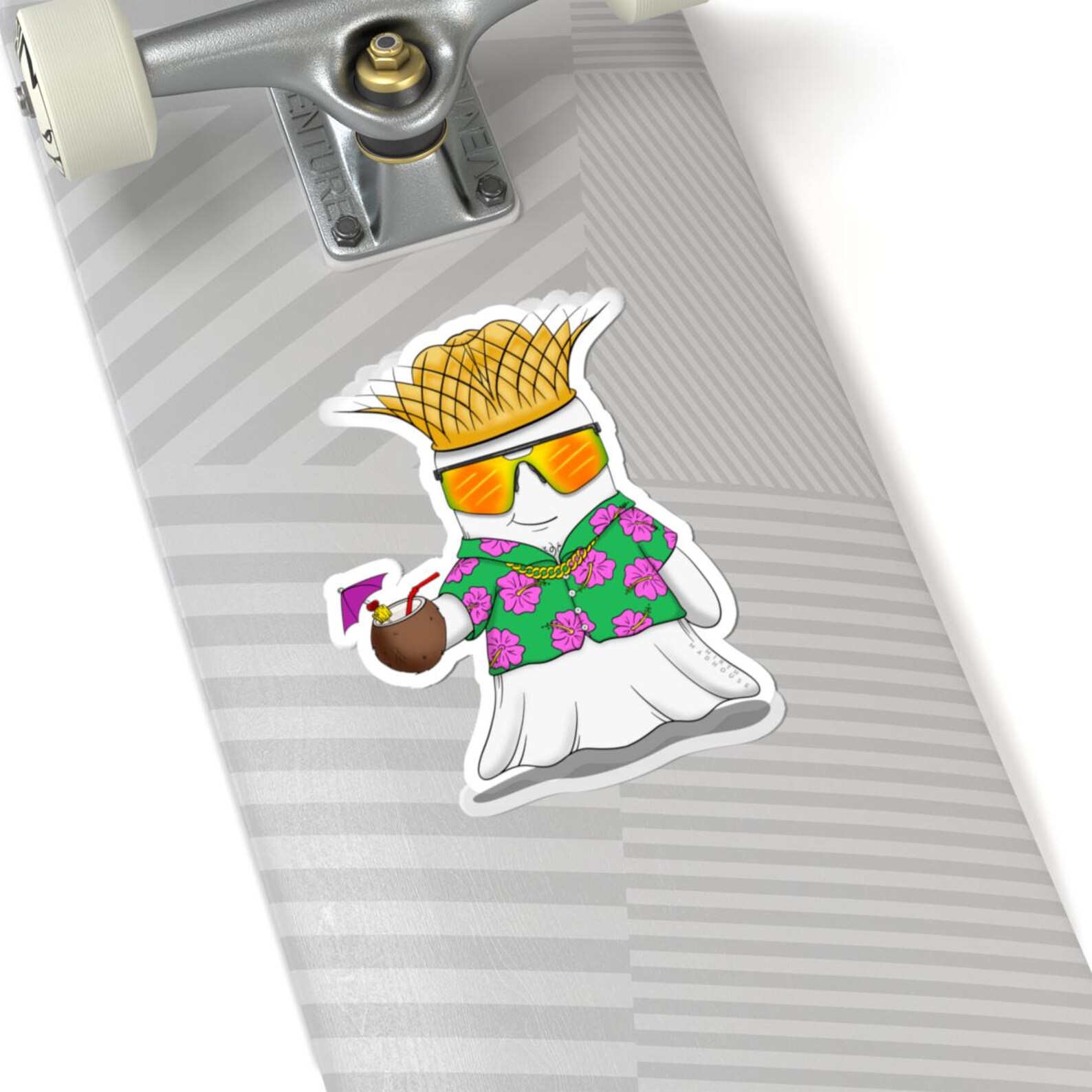 Summerween Ghost Chilling Poolside, Cute Summer Ghost Stickers ...