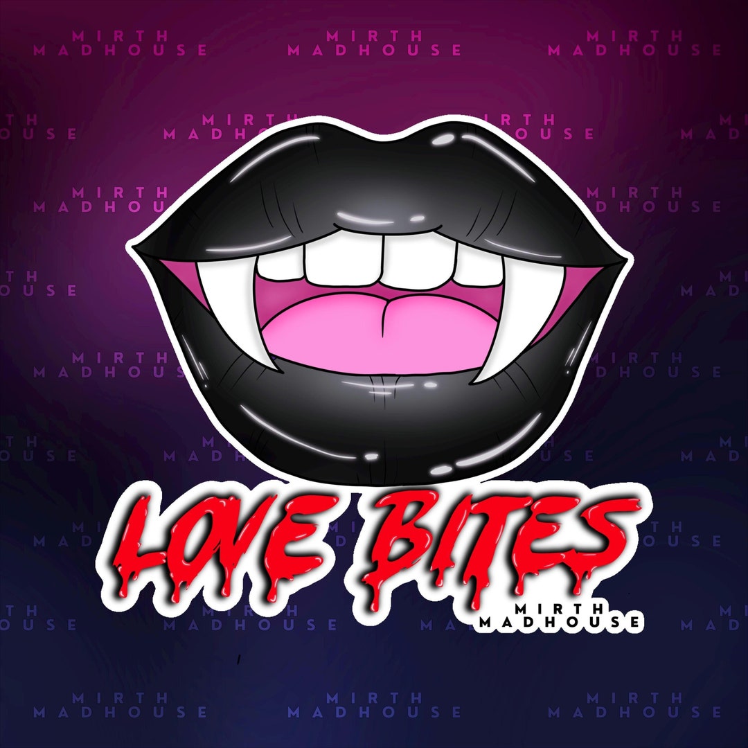Goth Vampire Love Bites Sticker Black Gloss Vampire Anti-valentine Kiss ...