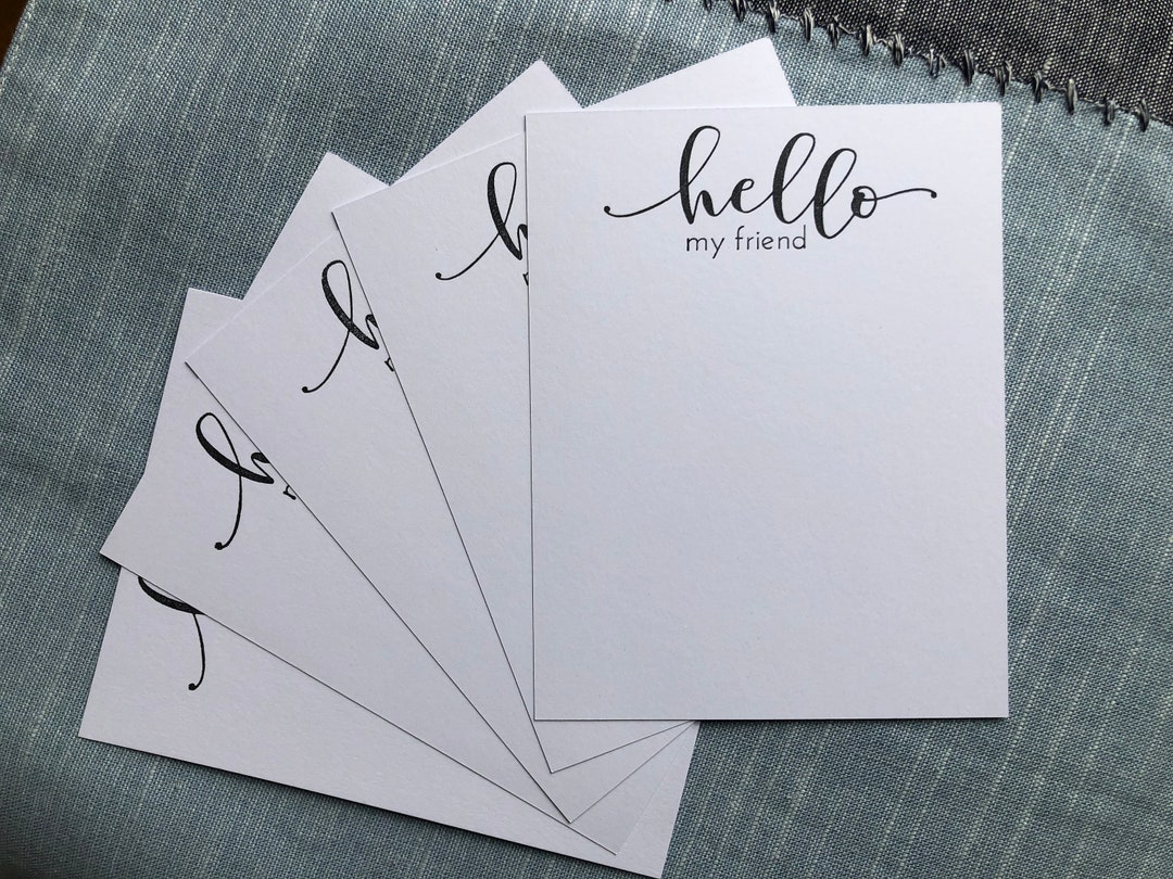 Hello My Friend Stationery, Note Cards, Hand-stamped - Etsy Sweden