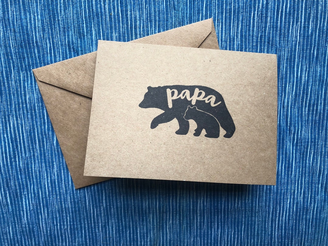 Papa Bear Fathers Day Card, Hand-stamped - Etsy