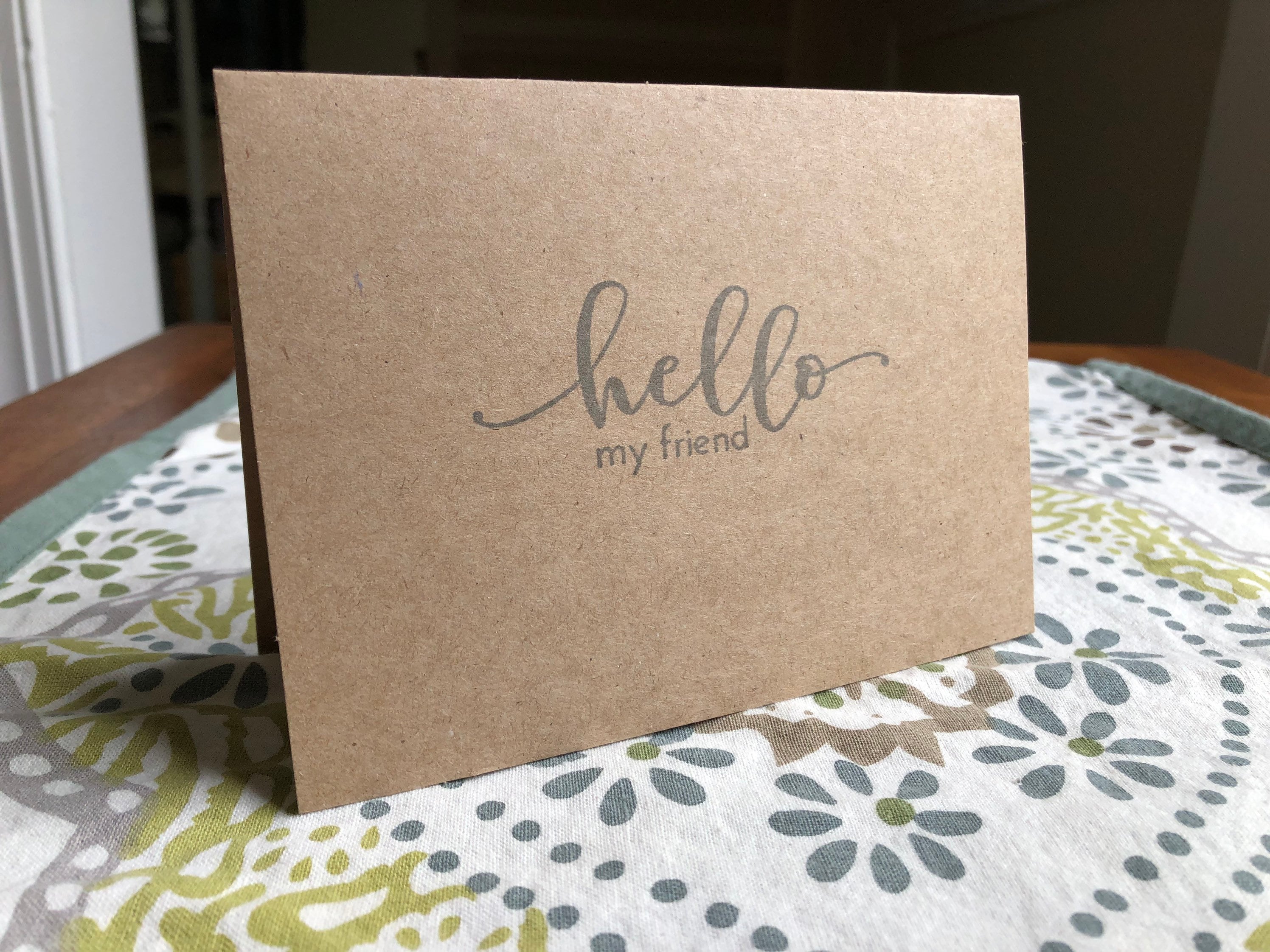 Hello My Friend Kraft Note Cards, Hello My Friend Stationary, Hand ...