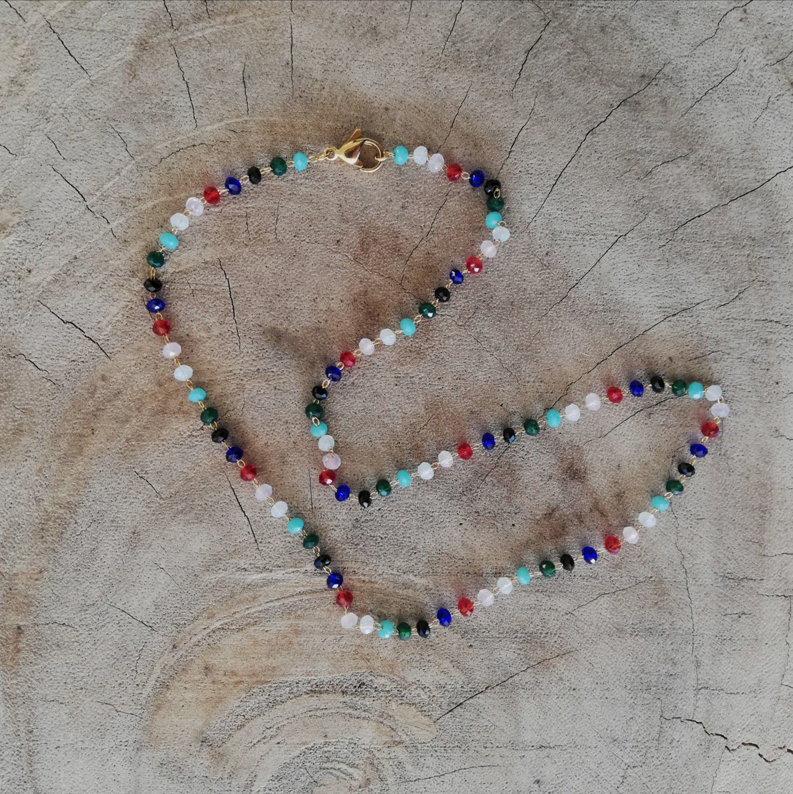 Dainty Necklace Raibow Rosary Chain Colorful Necklace - Etsy