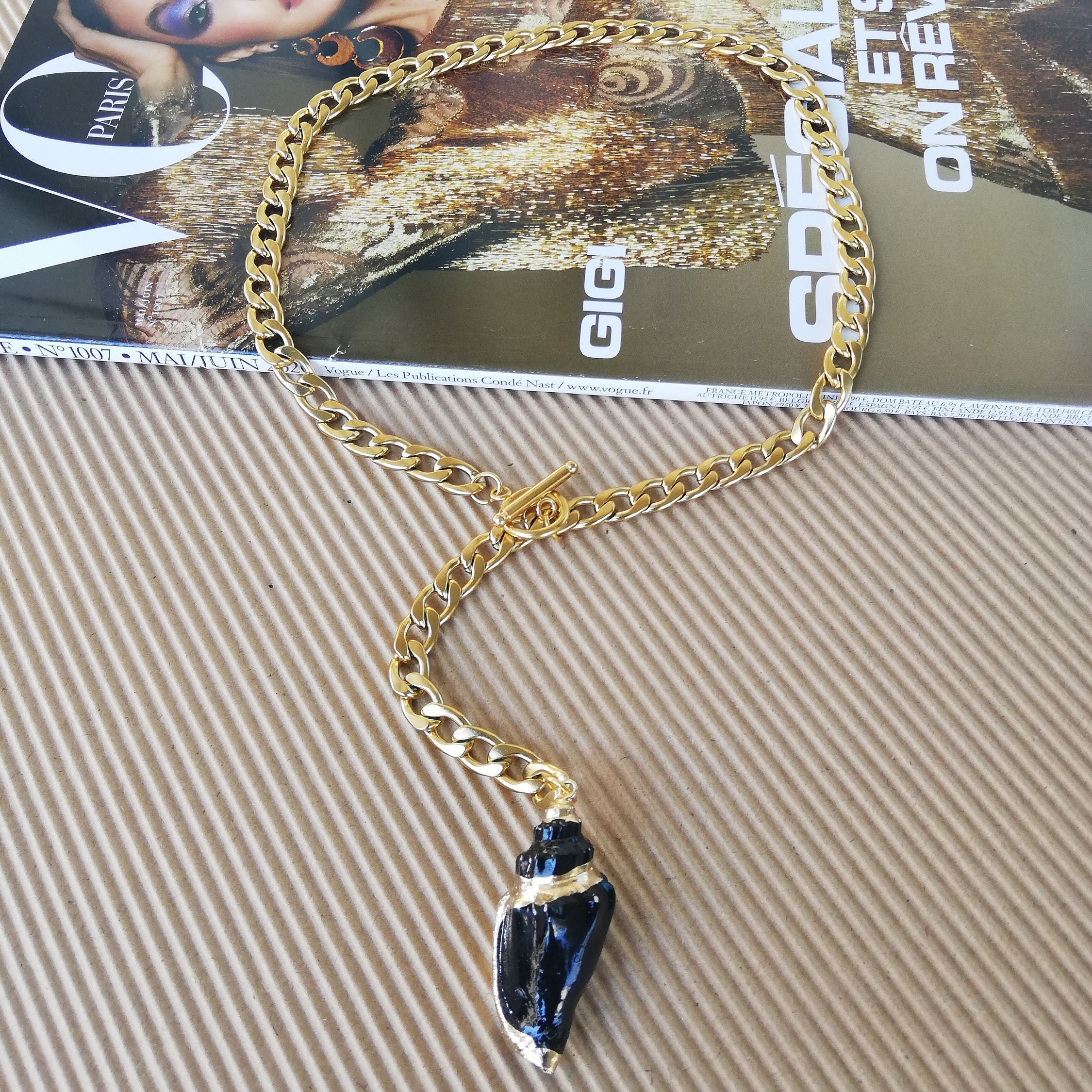 Black Shell Necklace Bold Statement Necklace Lariat - Etsy