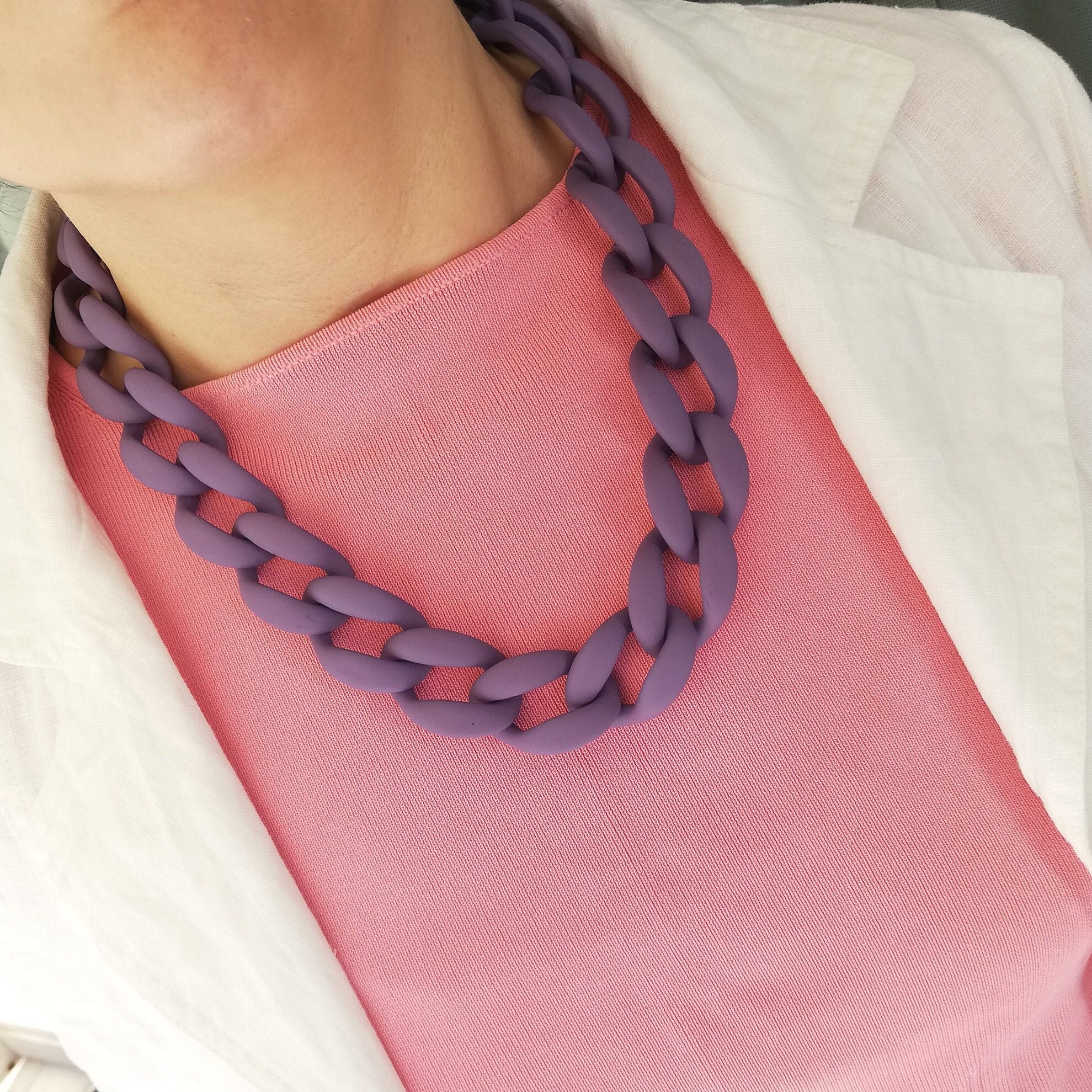 Chunky Chain, Pink Chain, Statement Necklace, Brutalist Chain - Etsy UK