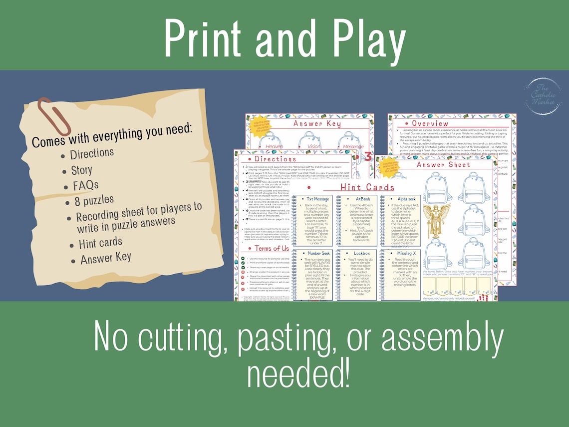 Escape Room for Kids | Printable Kit | St Michael Stops Bullies | Kids ...