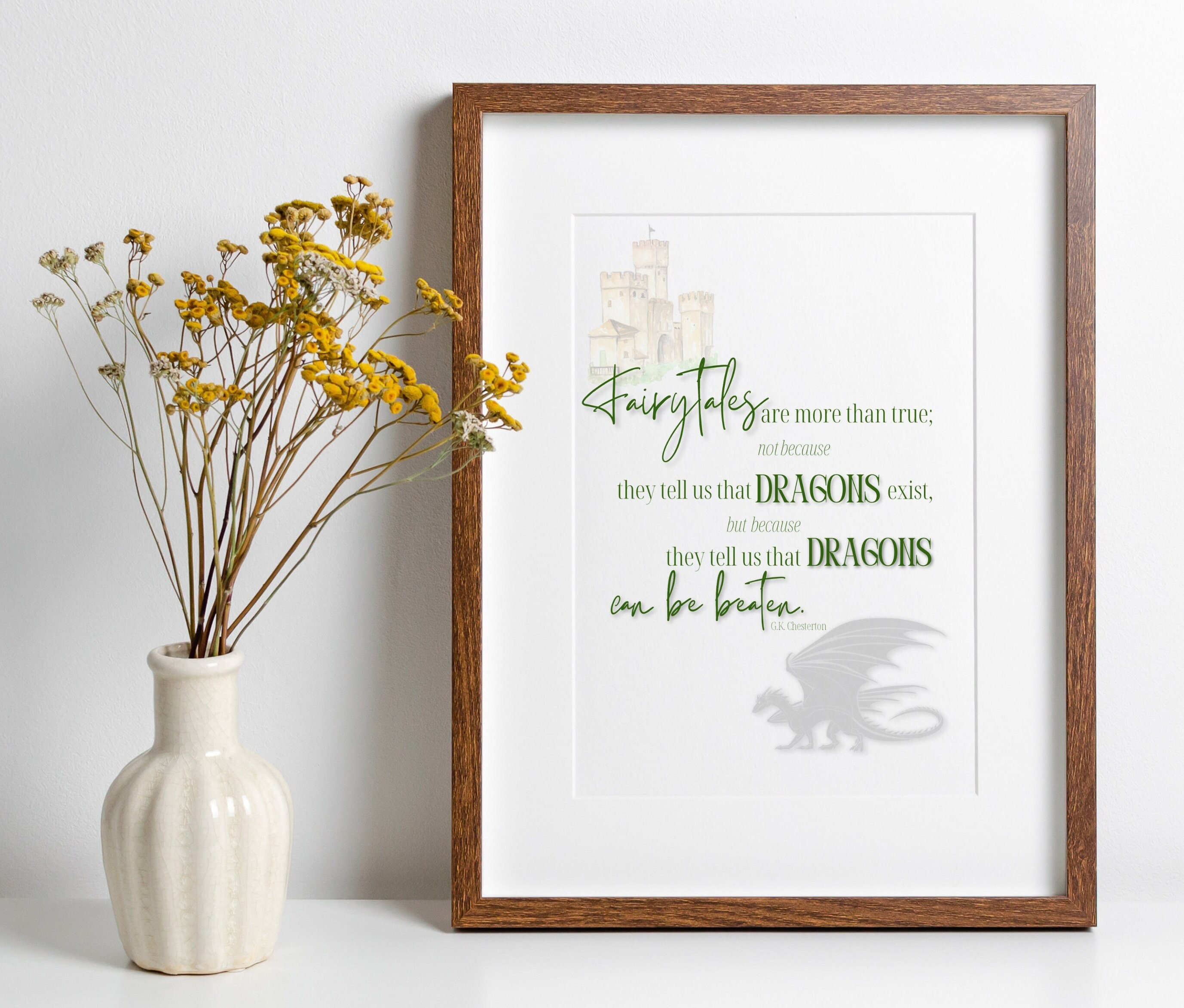 INSTANT DOWNLOAD Nursery Wall Art Fairytales Dragons Chesterton Digital ...