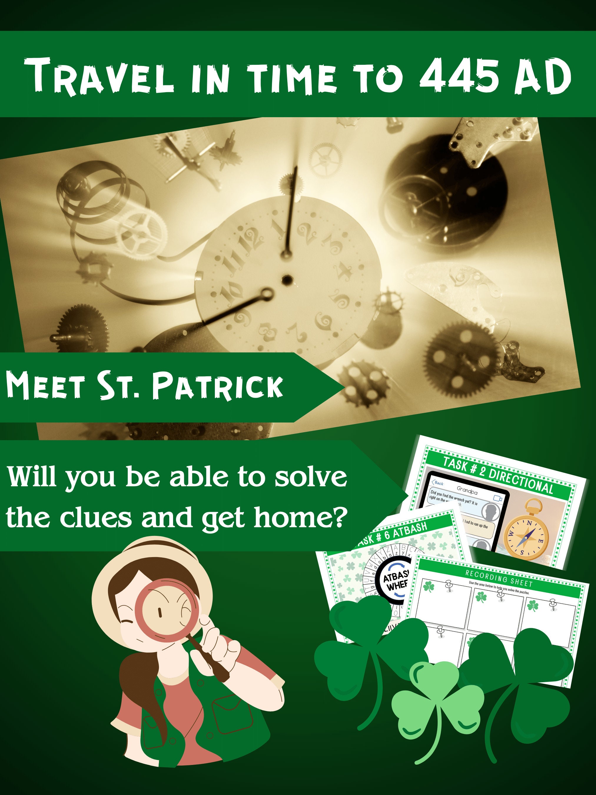 Escape Room for Kids Printable Kit St Patricks Day Kids Puzzle Family ...