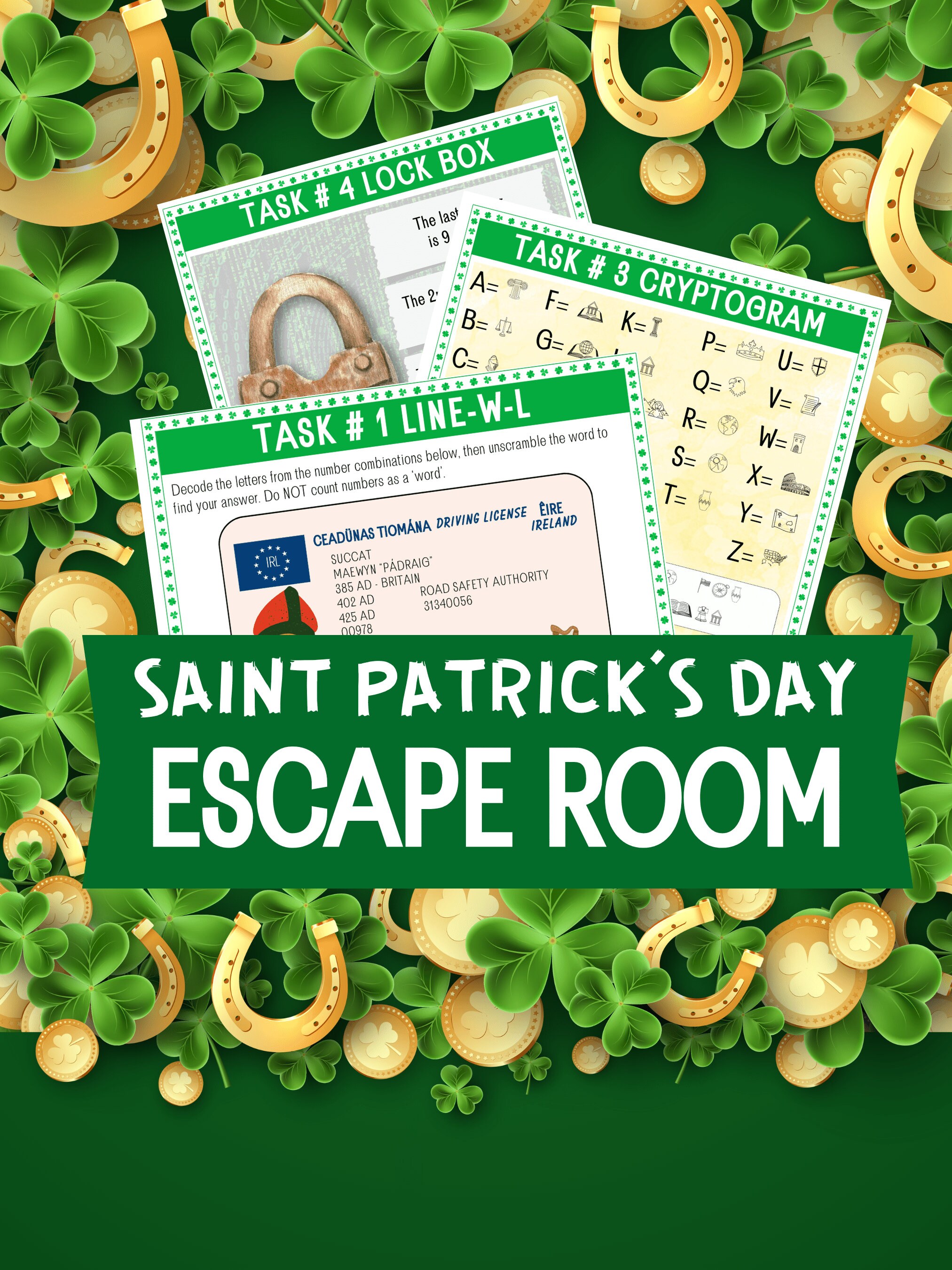 Escape Room for Kids Printable Kit St Patricks Day Kids Puzzle Family ...