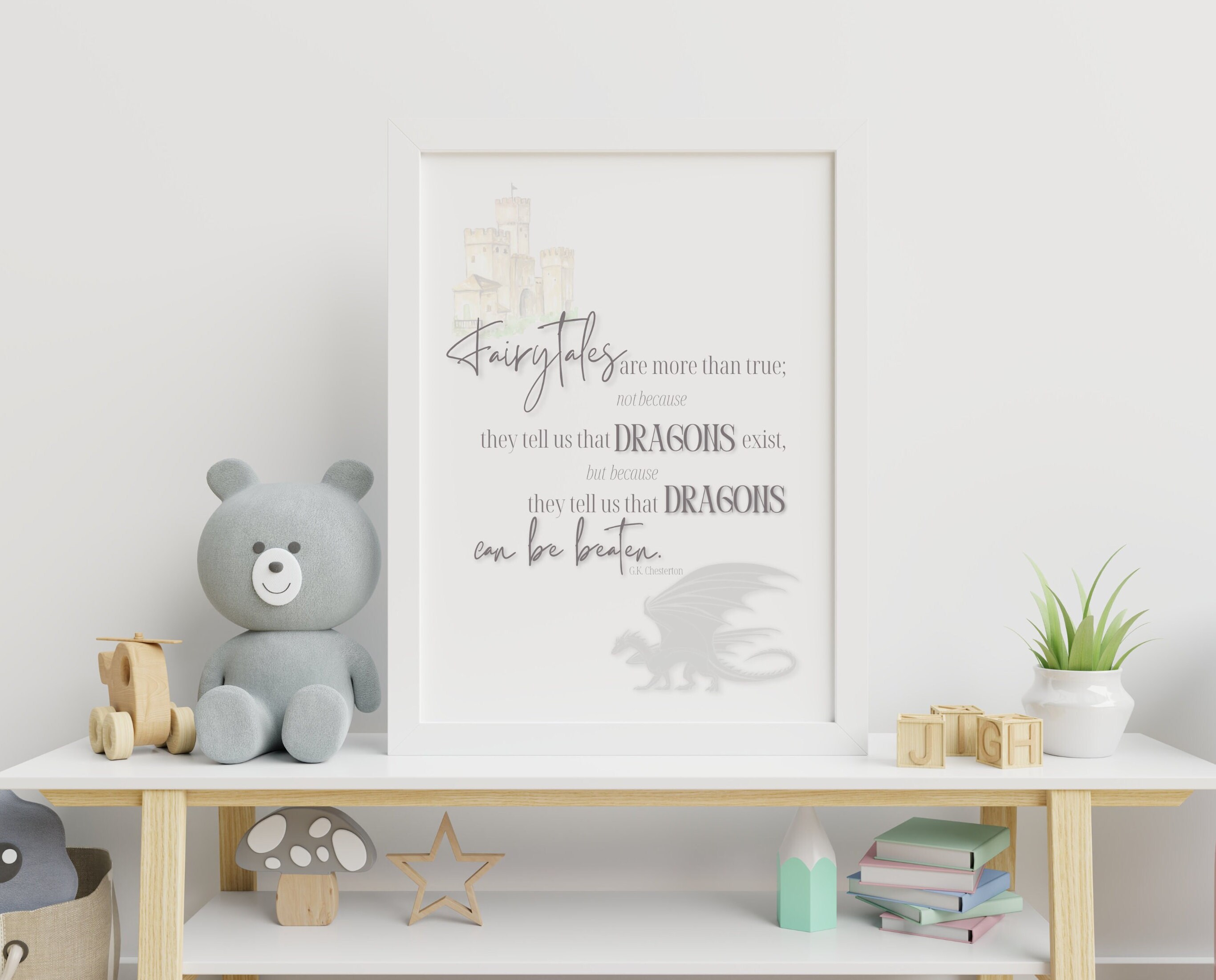INSTANT DOWNLOAD Nursery Wall Art Fairytales Dragons Chesterton Digital ...