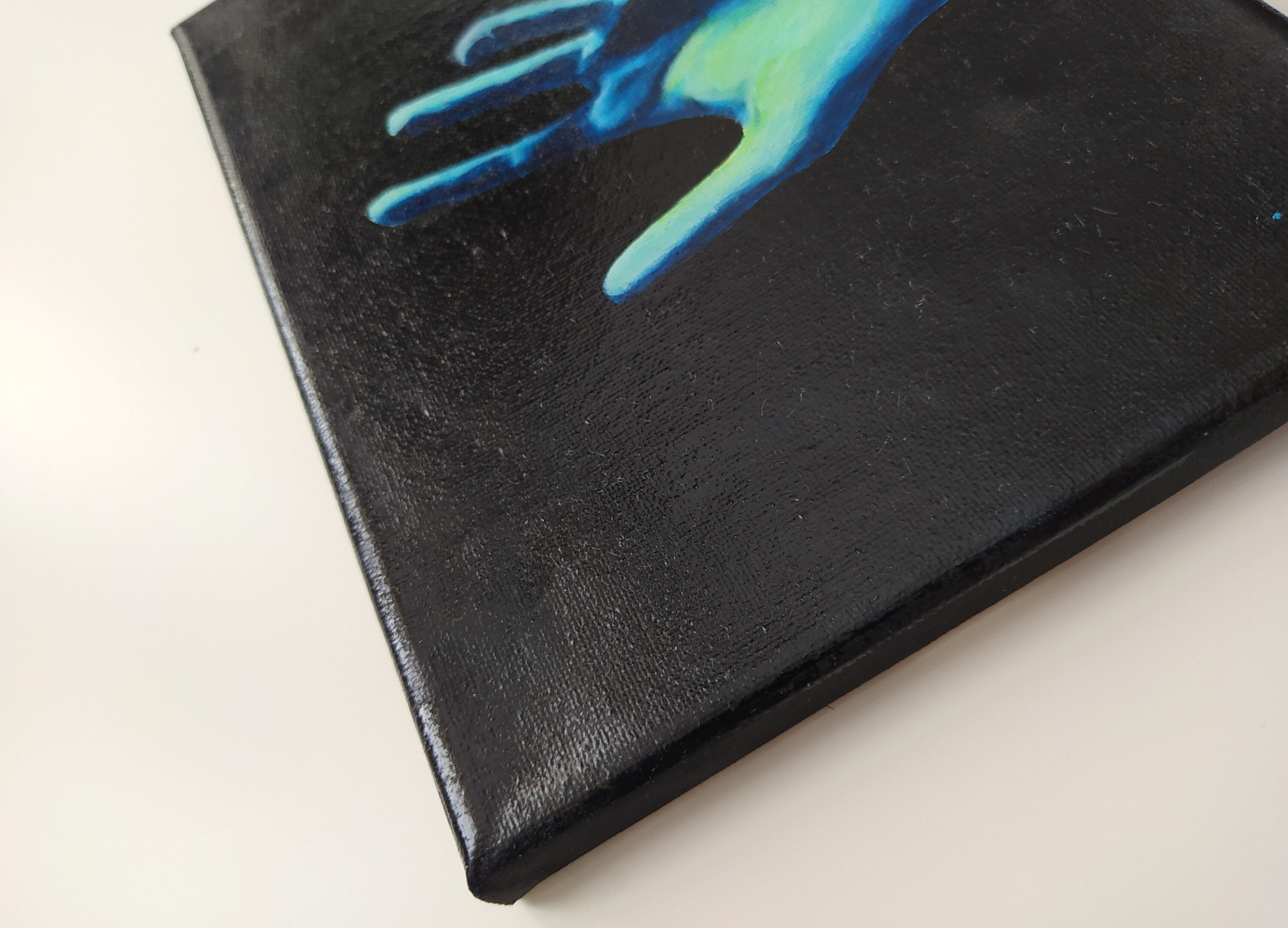 Painting Human Hand Blue 24x18 Premium Artwork on Canvas - Etsy