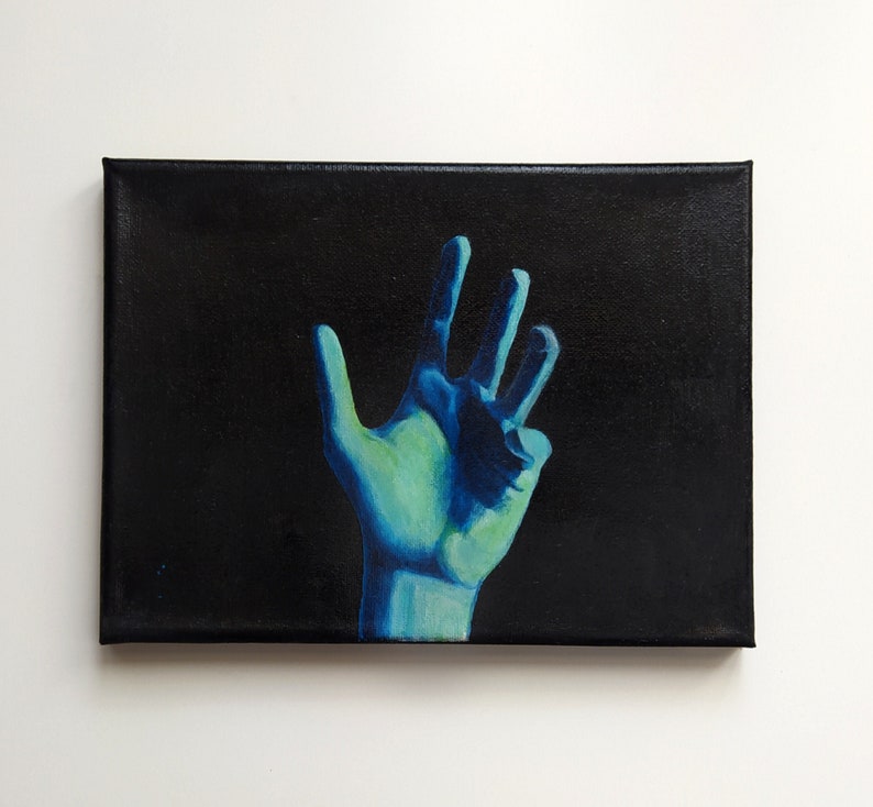 Painting Human Hand | Blue | 24x18 | Premium Artwork on Canvas - Etsy