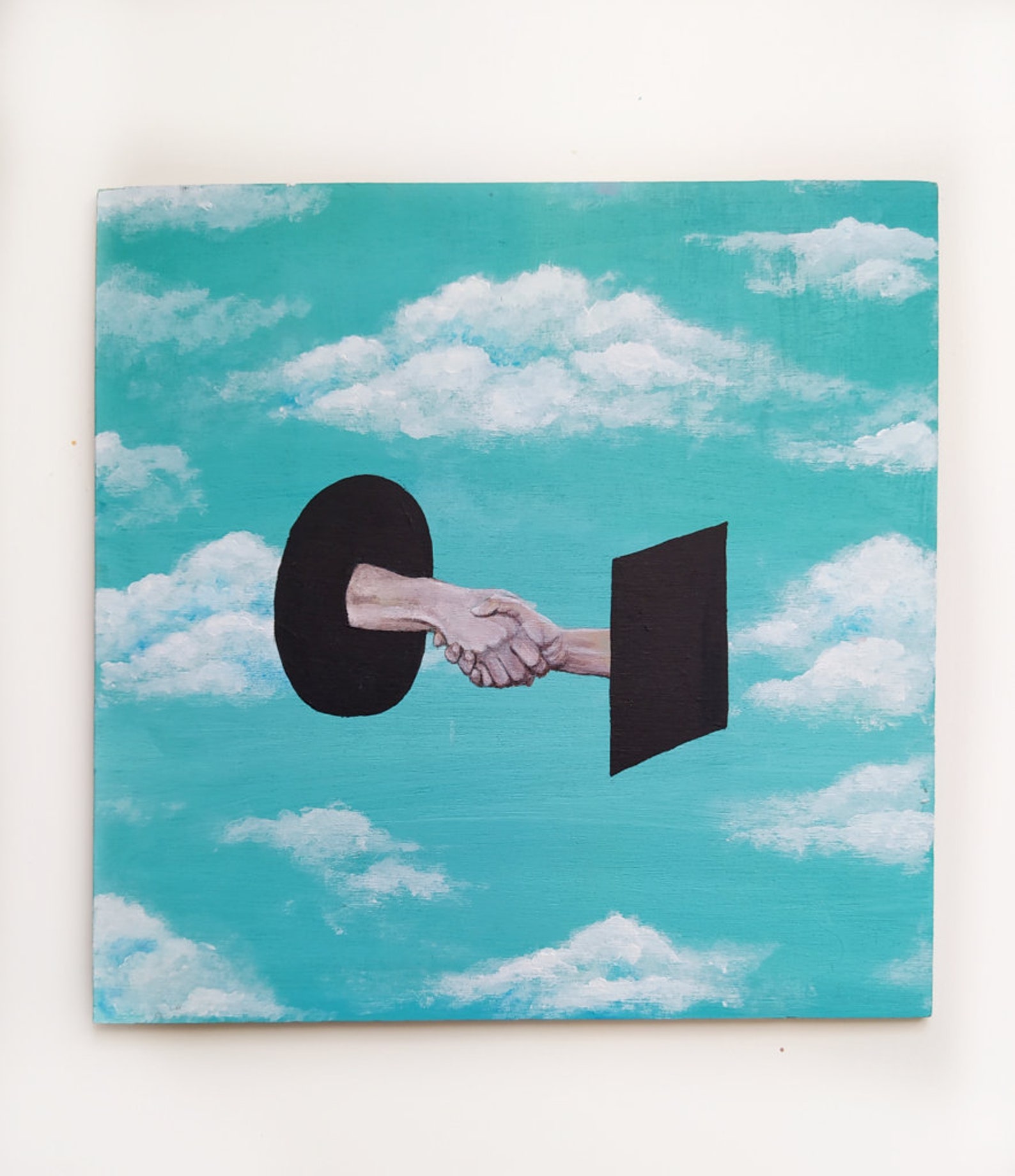 Surreal Hands on Sky - Original Acrylic Painting on Wood - Etsy