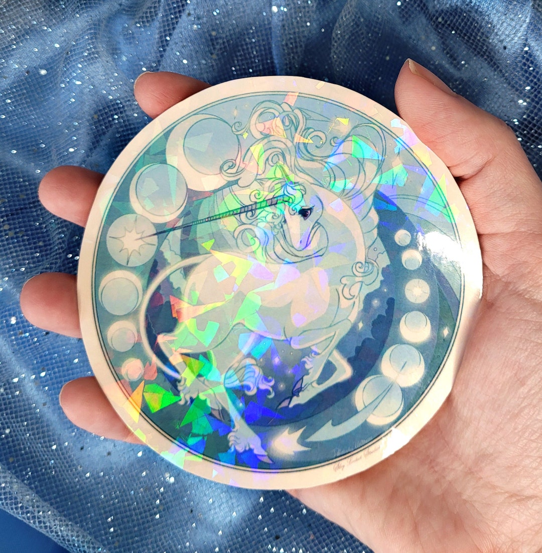 Large 3.5 Inch Unicorn Sea Foam Moon Holographic Sticker - Etsy