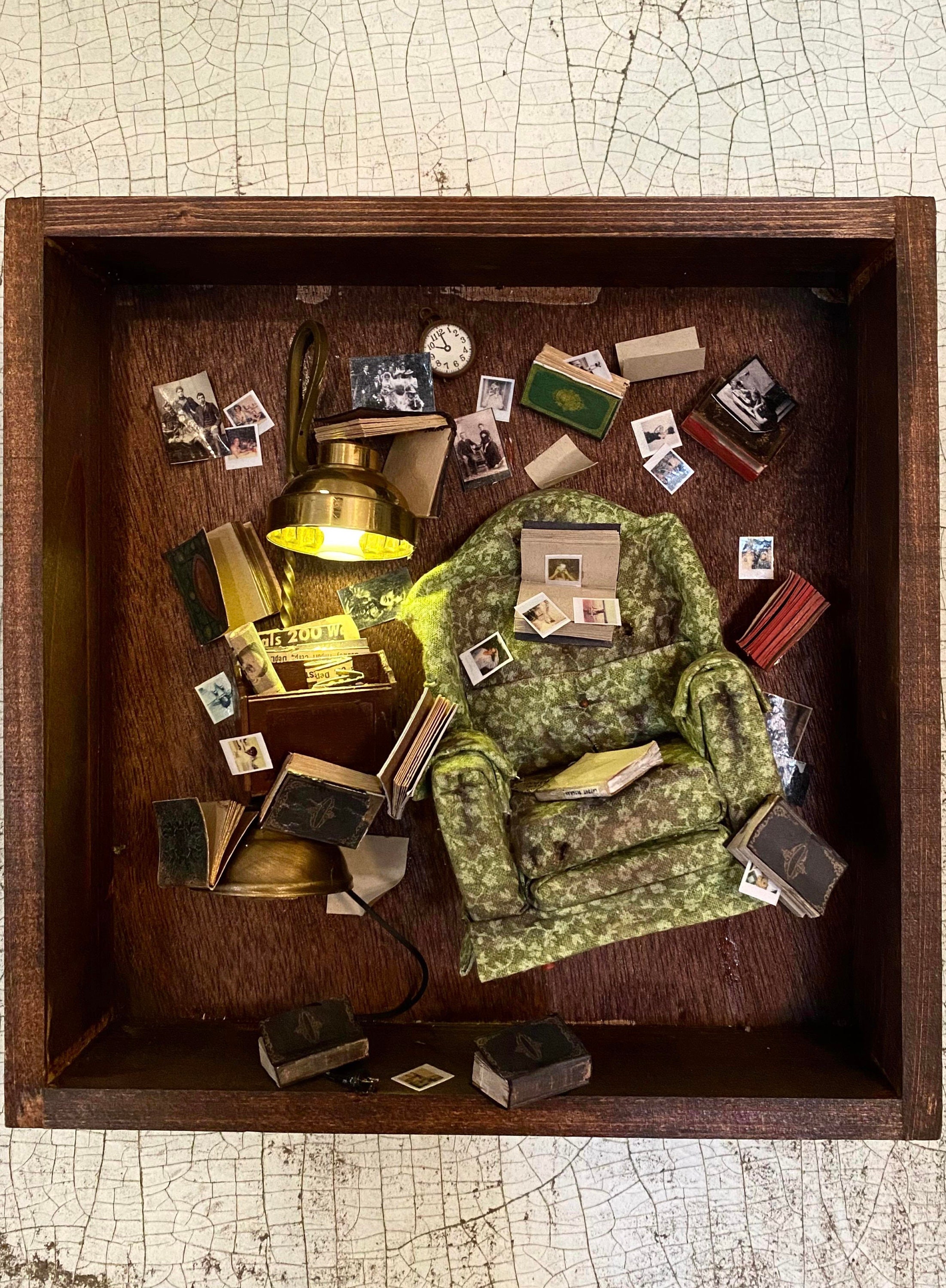 Miniature Artwork, Shadow Box Diorama, Scale Model of Chair - Etsy