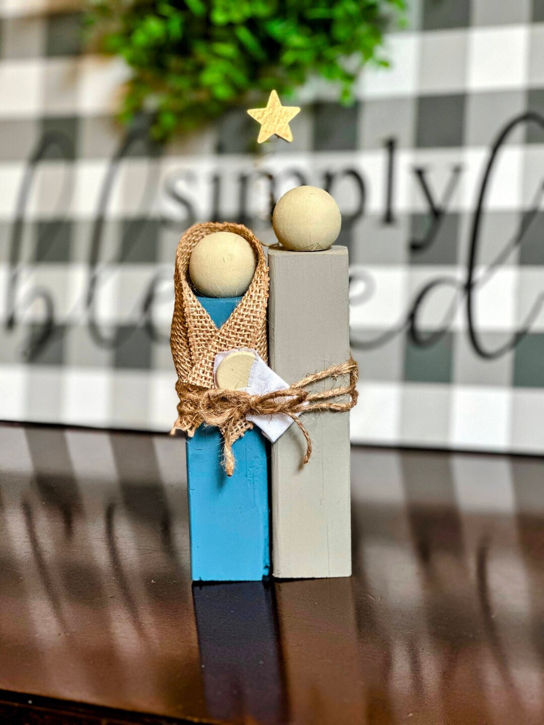 Wood Block Holy Family | Nativity Set | Handmade Wood Family | Holy ...