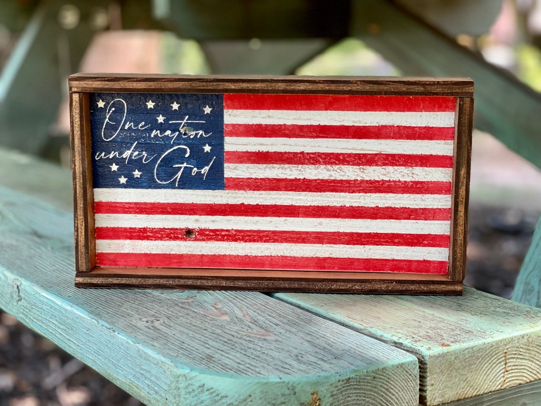 One Nation Under God Rustic Sign | American Flag Sign | Handmade Wood ...