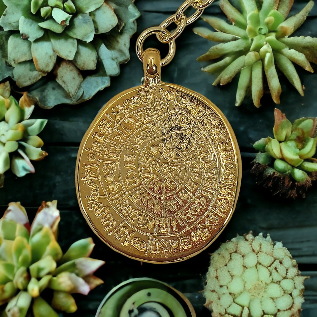 Ancient Greek Phaistos Disc Keychain or Bag Charm in Gold Color ...