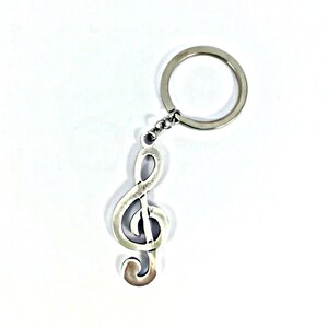 Keychain With Silver Plated Key of Sol, Bag Charms, Rear View Car ...