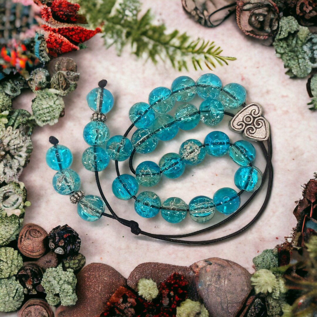 Greek Komboloi Worry Beads: Blue Crackled Glass, Fidget Support - Etsy