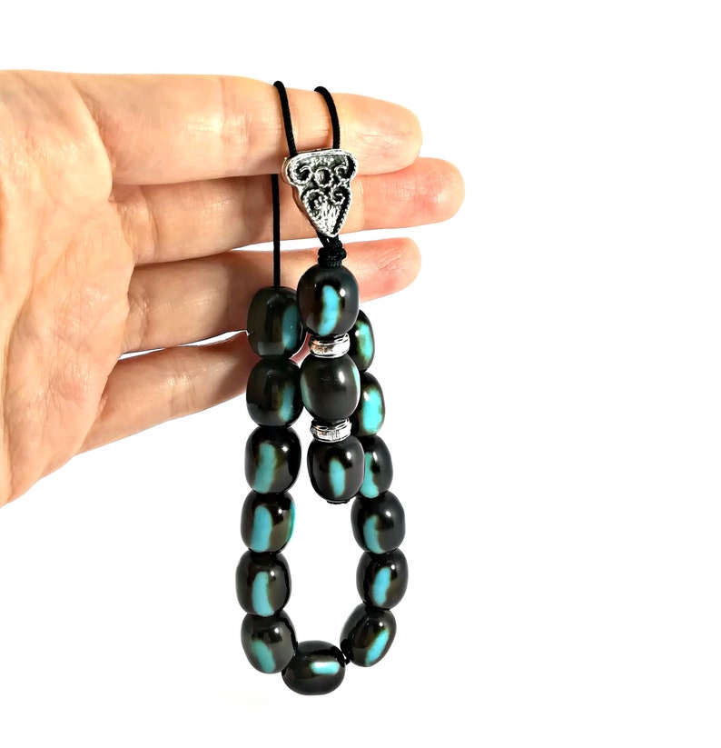 Greek Komboloi/ Worry Beads With Black and Turquoise Colored - Etsy India