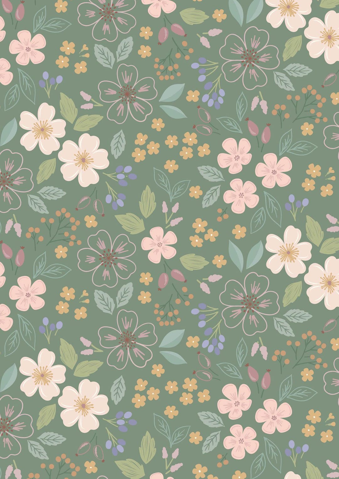 Lewis & Irene Sky Garden Fabric Collection Sky Garden on Green Gray ...