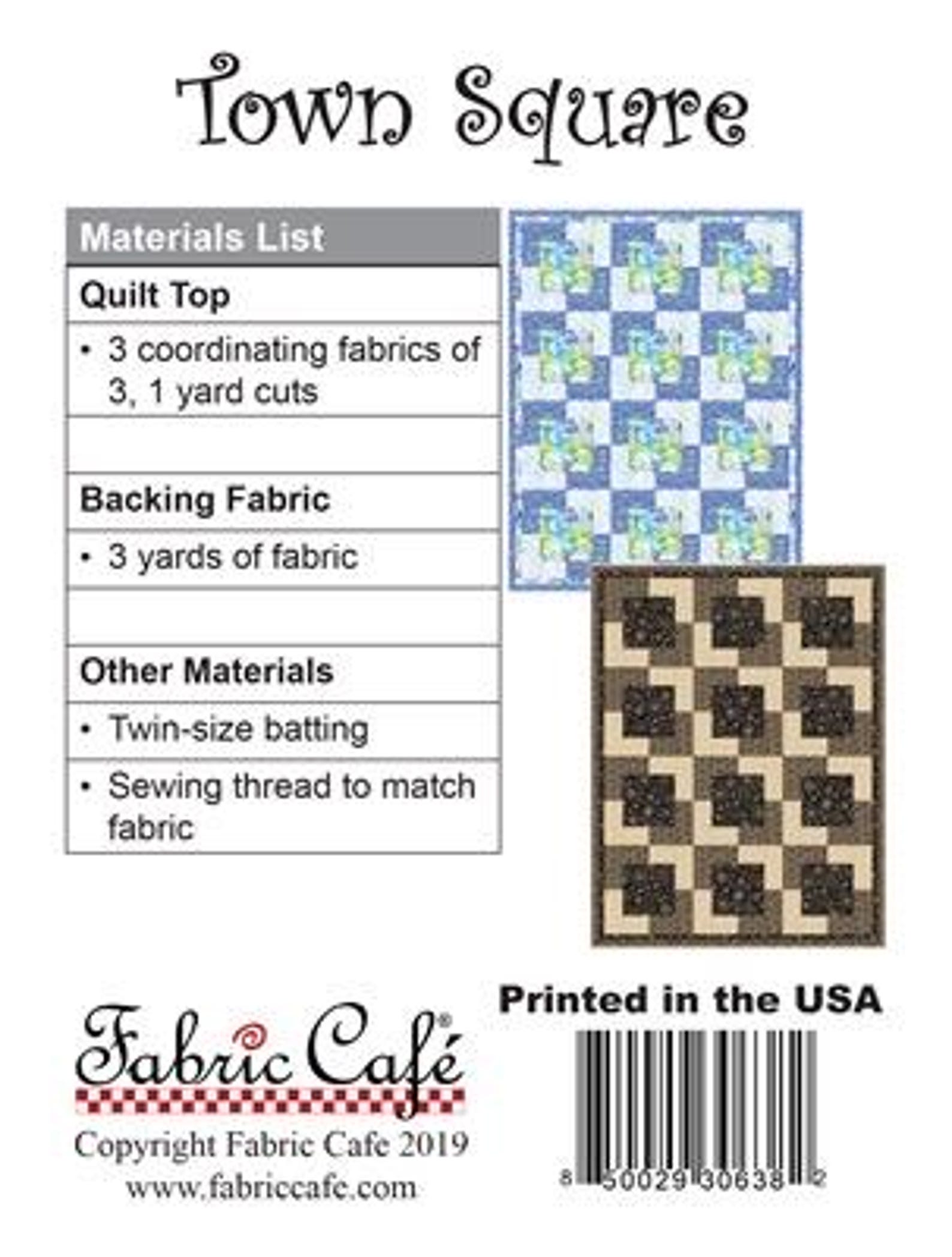 Fabric Cafe Town Square Quilt Pattern - Uses Only 3 Yards of Fabric ...
