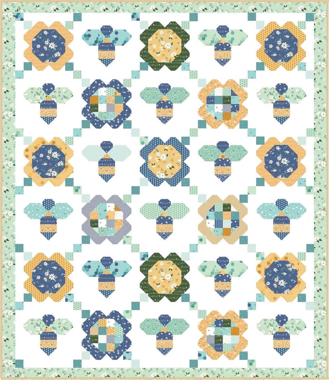 Flamingo Toes Daisy A Day Quilt Pattern Finished Size: 79"x93" - Etsy