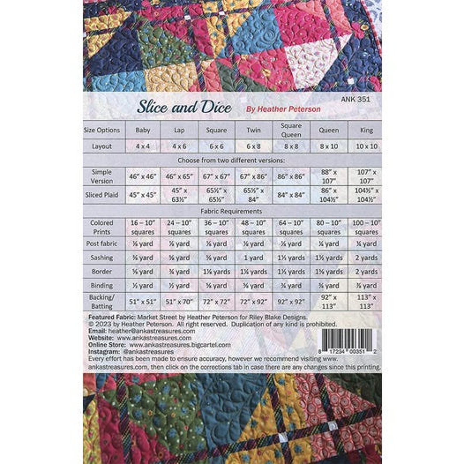 Anka's Treasures Slice and Dice Quilt Pattern - 7 Size Variations per ...