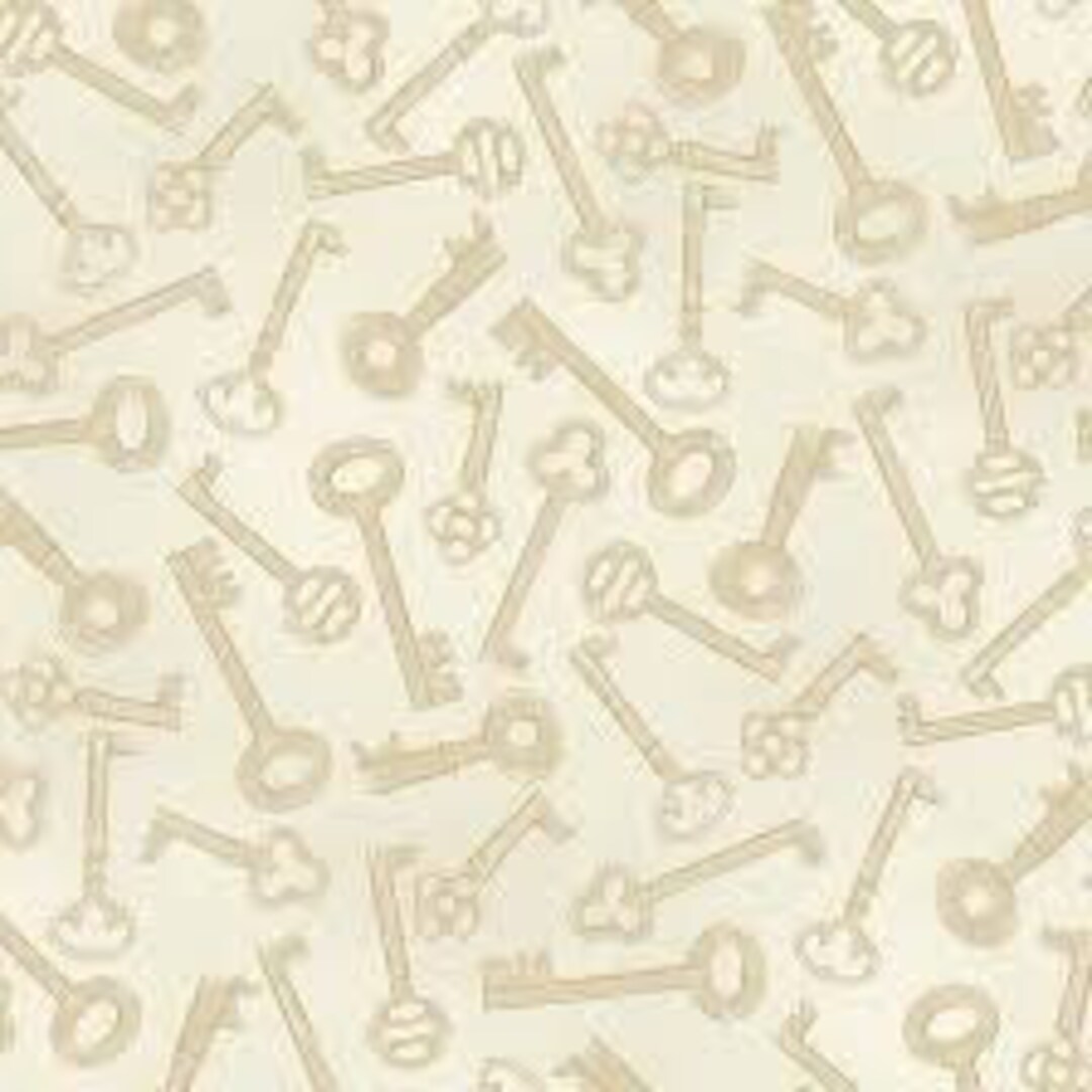 Maywood Studios Aubergine Fabric Collection Vintage Keys on Cream ...