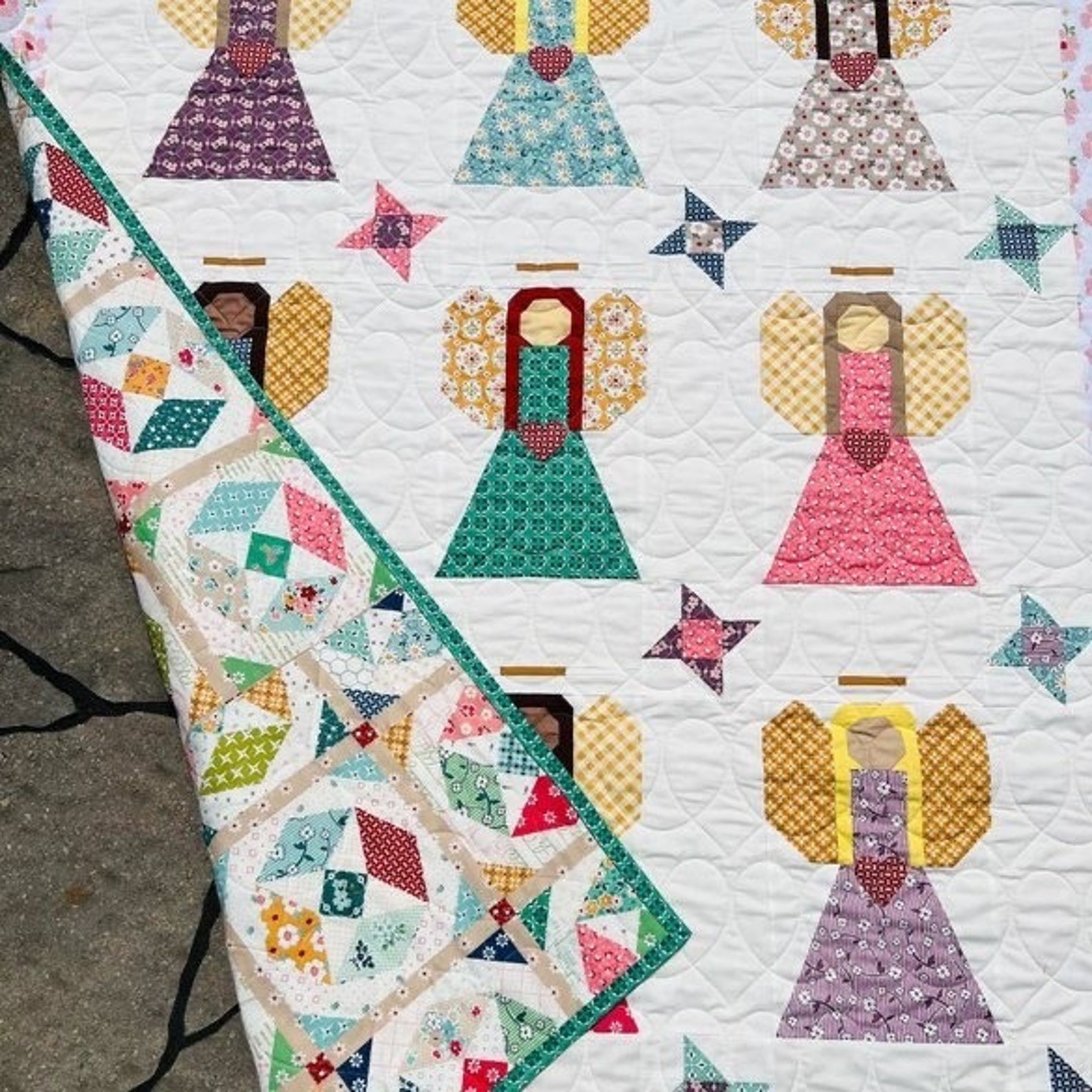 Easy Piecy Quilts Guardian Angles Quilt Pattern Finished Size: 48”x60 ...