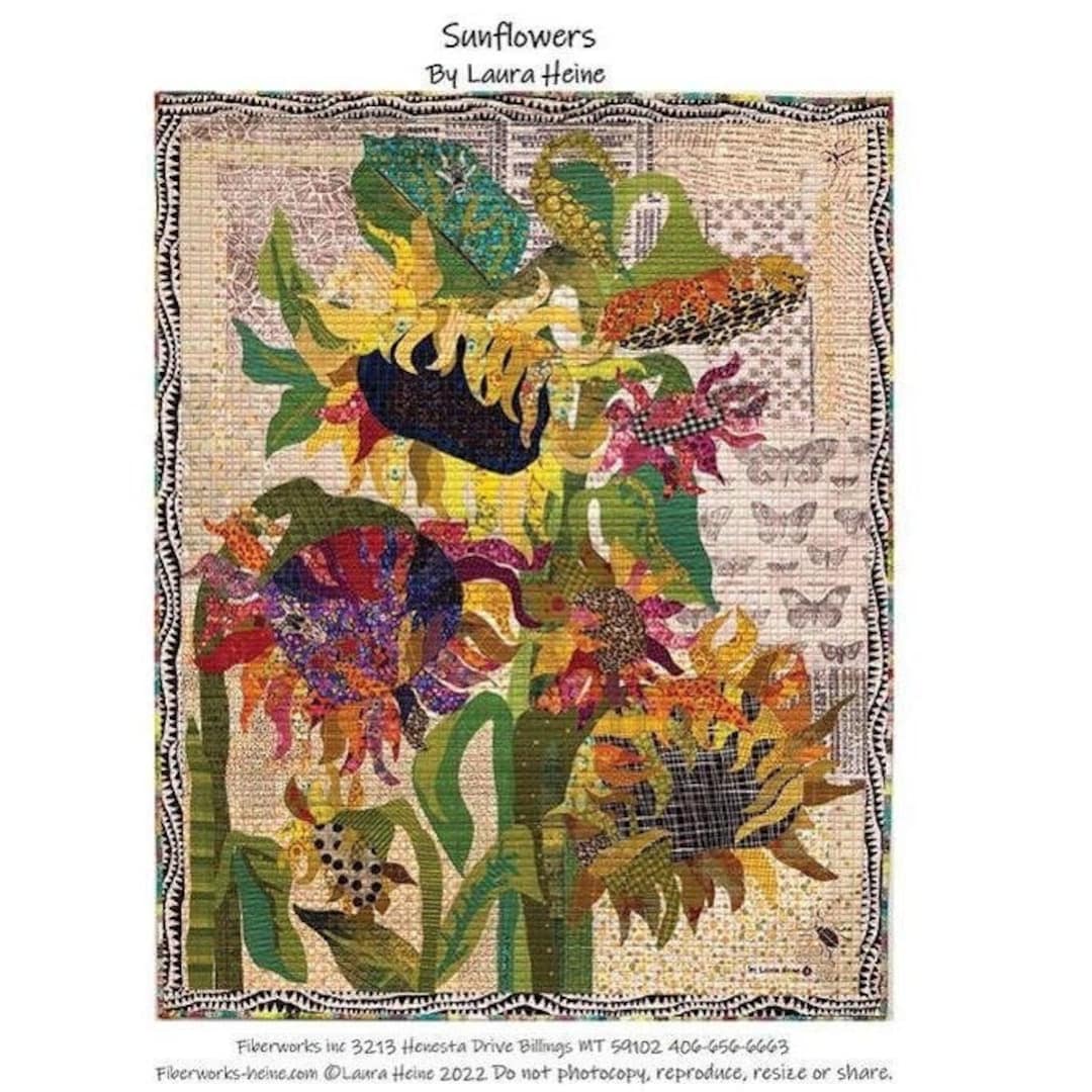 Laura Heine Sunflowers Collage Wall Quilt Pattern Finished Size: 33"x42 ...