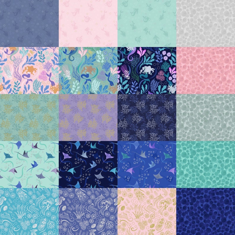 Lewis & Irene Moontide Fabric Collection Digital Print Ombre Waves on ...