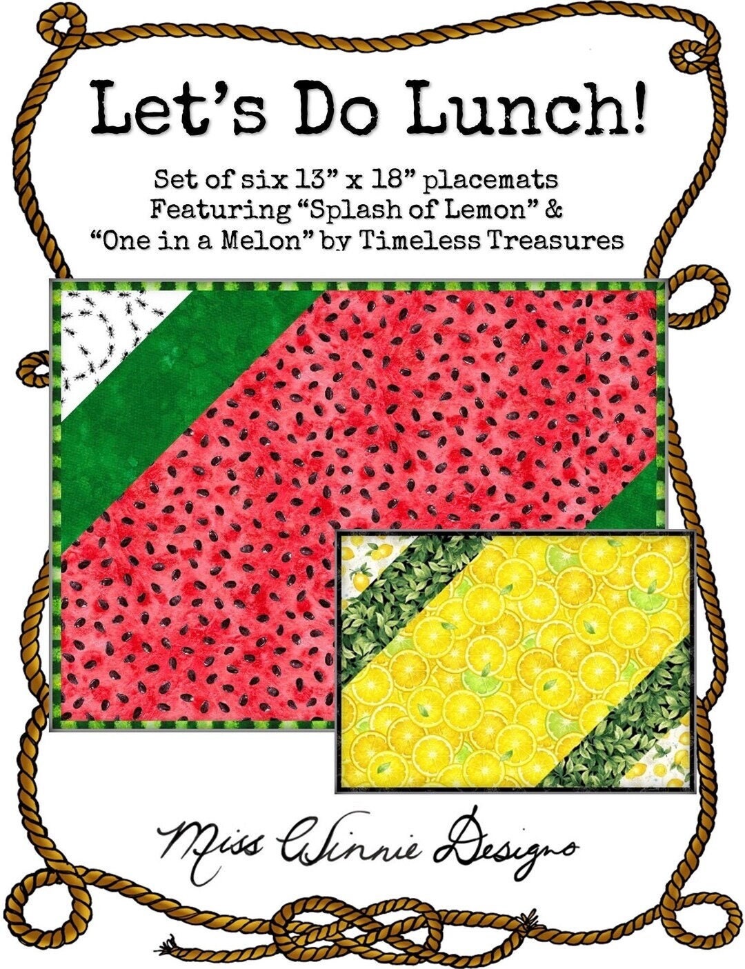 Miss Winnie Designs Let's Do Lunch Placemats Pattern Finished Size: 13 ...