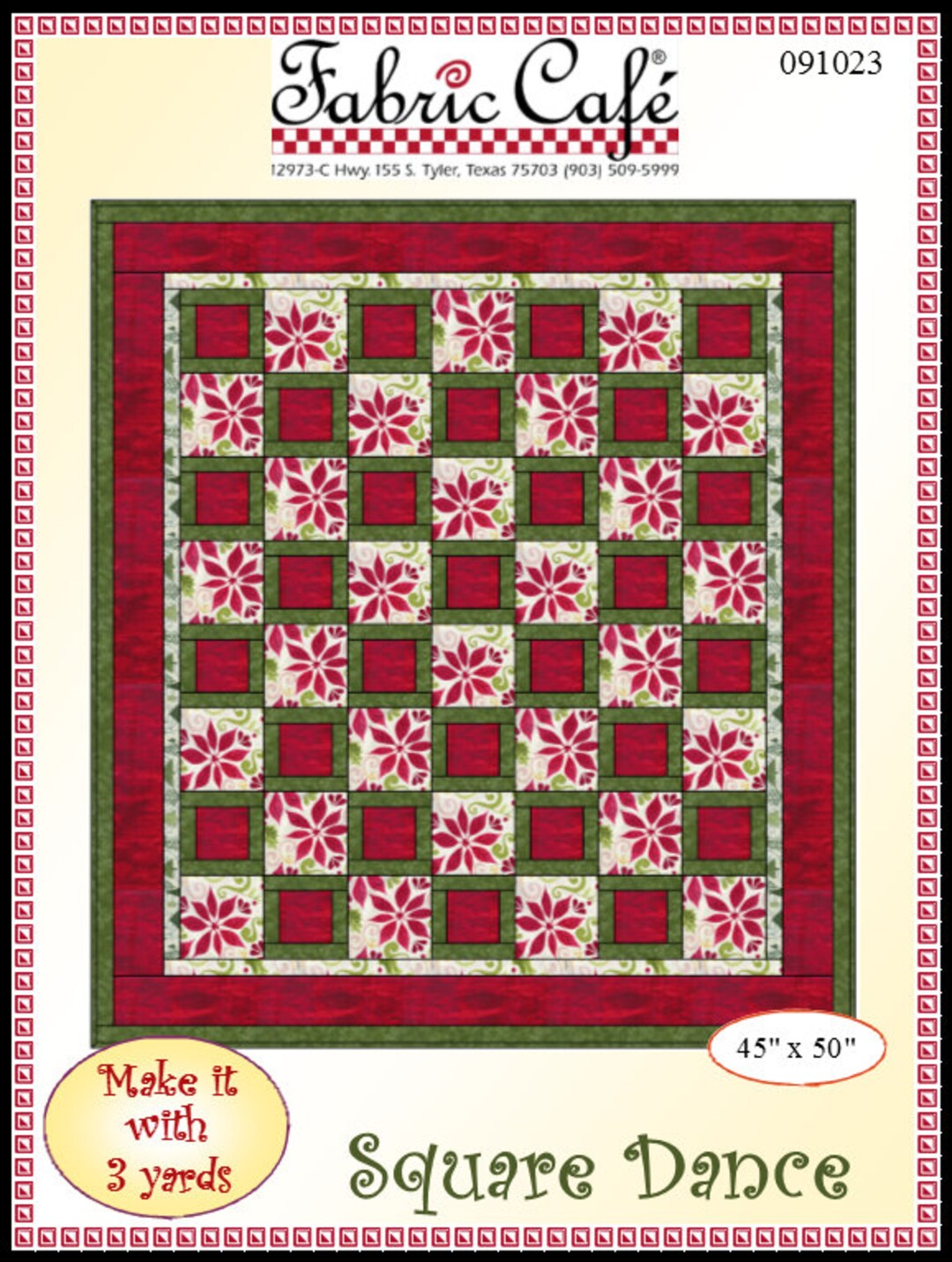 Fabric Cafe Square Dance Quilt Pattern (uses Only 3 Yards of Fabric for ...