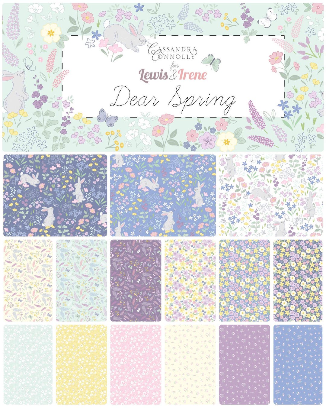 Lewis & Irene Dear Spring Fabric Collection 15pc Half-yard Bundle ...
