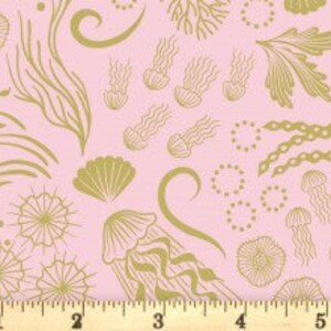 Lewis & Irene Moontide Fabric Collection Metallic Gold Jellyfish on ...