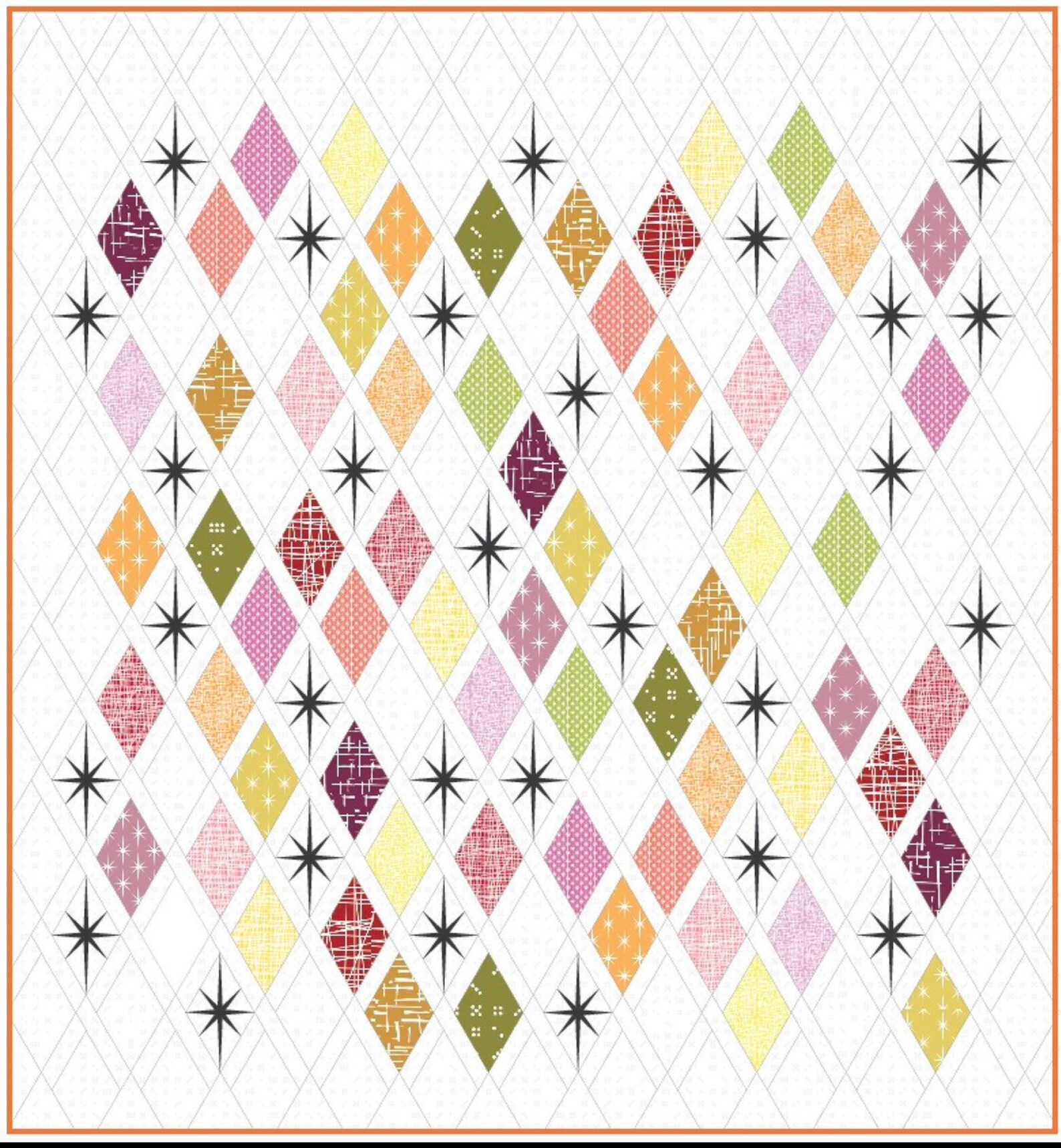 Violet Craft Atomic Starburst Quilt Pattern finished Size 66x73 - Etsy