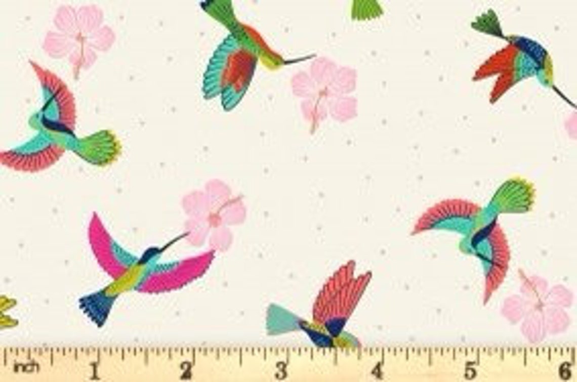 Lewis & Irene Hibiscus Hummingbird Fabric Collection Scattered ...